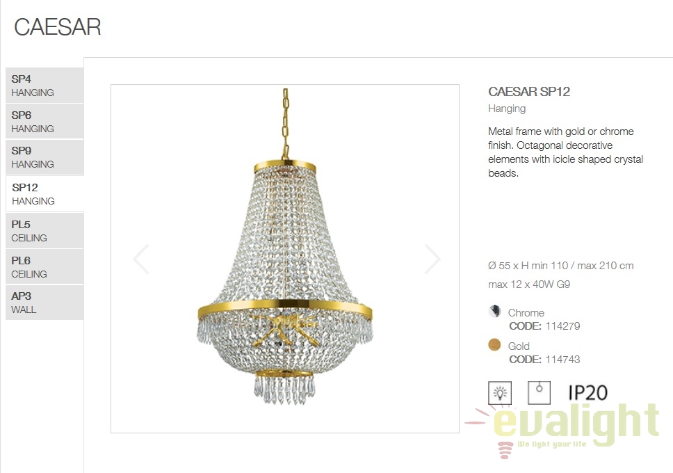 Lustra design elegant casa scarii CAESAR SP12 ORO