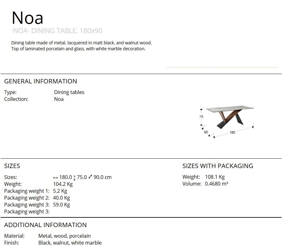 Masa dining design modern Noa