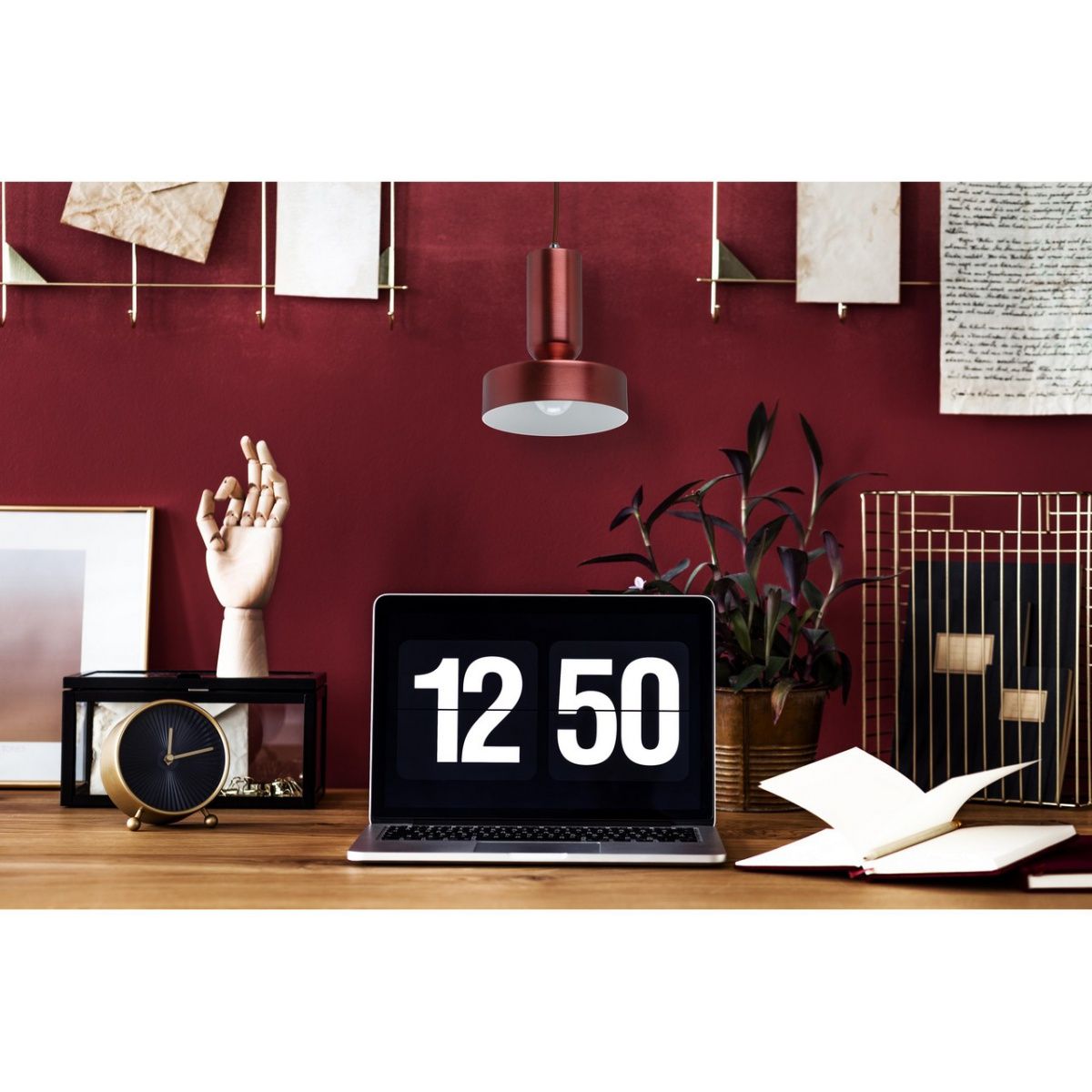 Pendul design modern Pauly 16cm, rosu visiniu