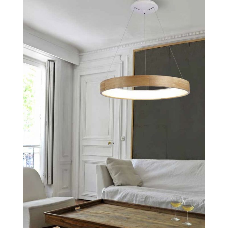 Lustra LED aplicata moderna design lemn natural 45cm Silvam