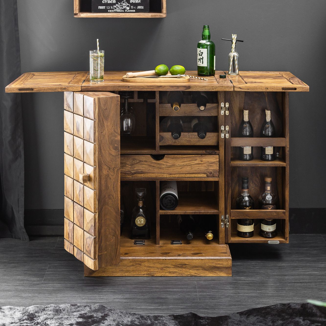 Bar din lemn Sheesham, Mosaico 130cm