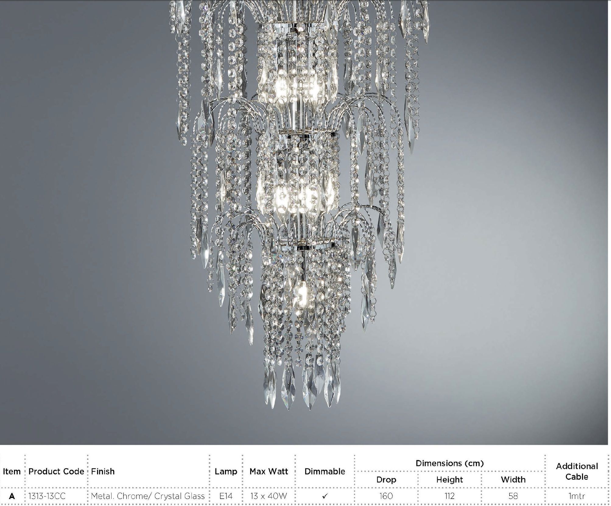 Lustra cristal casa scarii design LUX Waterfall 13L