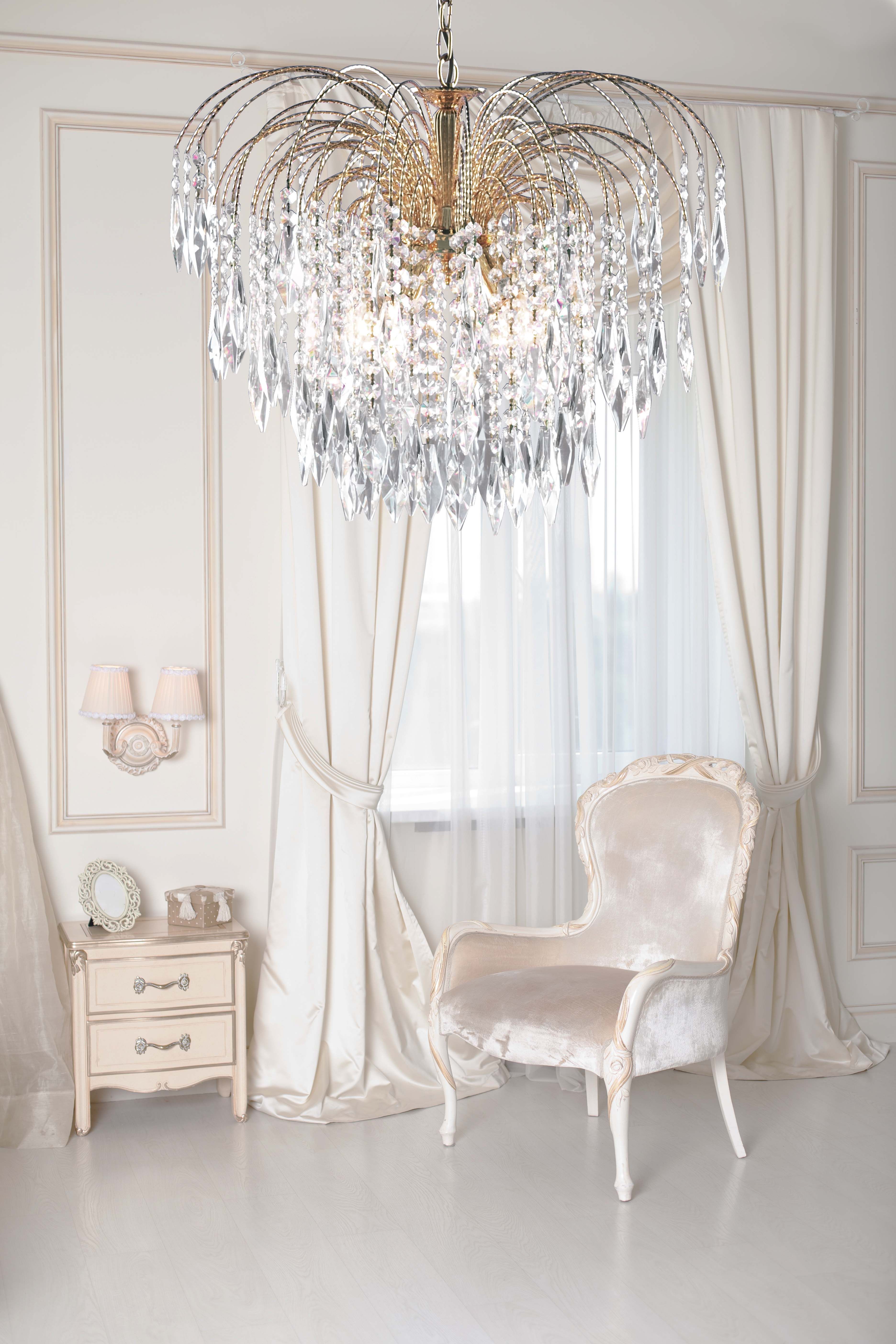 Lustra cristal suspendata design elegant Waterfall gold 5L