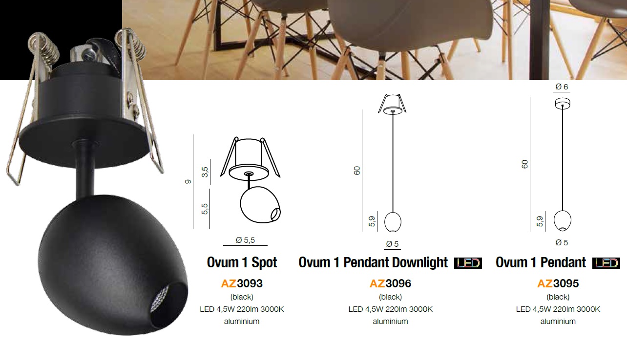 Pendul LED cu spot modern Ovum