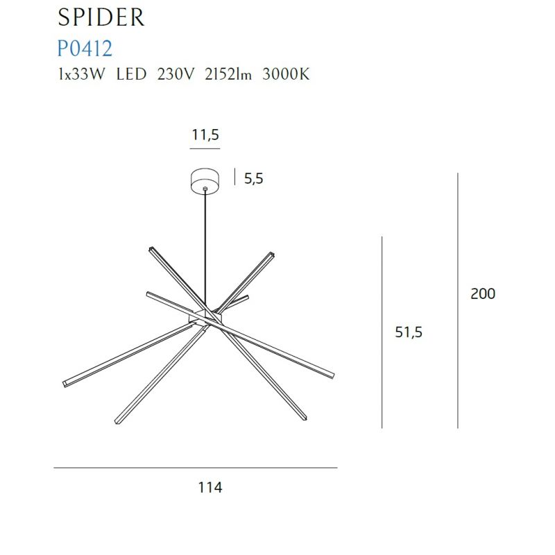 Lustra LED design modern SPIDER negru