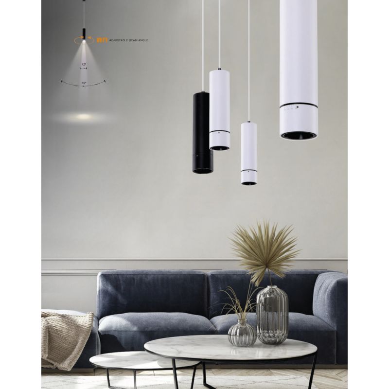 Pendul modern minimalist cu spot LED reglabil GALILEO 1 alb