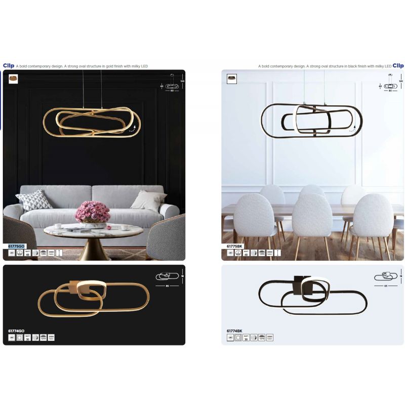 Lustra suspendata LED design modern Clip negru Candelabre, Lustre