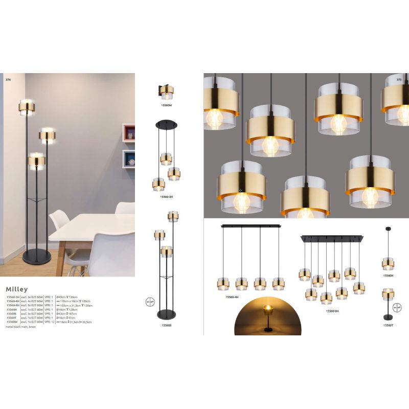 Lustra cu 3 pendule design modern MILLEY negru, auriu Pendule, Lust...