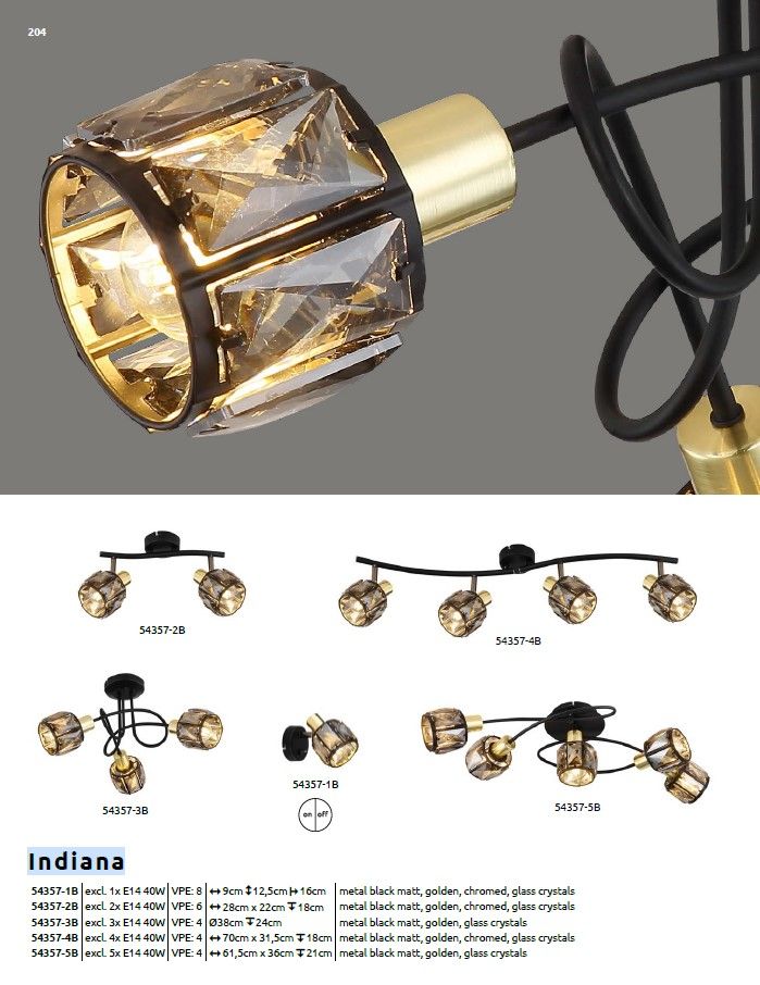 Aplica de perete / tavan cu 2 spoturi design modern INDIANA auriu,