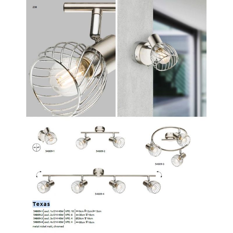 Aplica de perete / tavan cu 2 spoturi design industrial TEXAS niche...