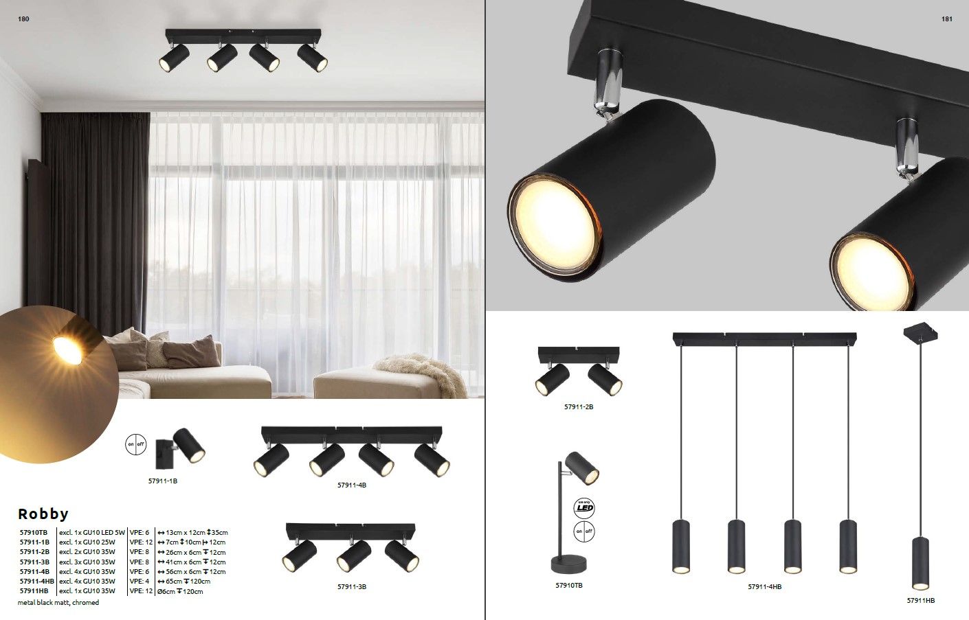 Aplica de perete / tavan cu 2 spoturi directionabile design modern ...