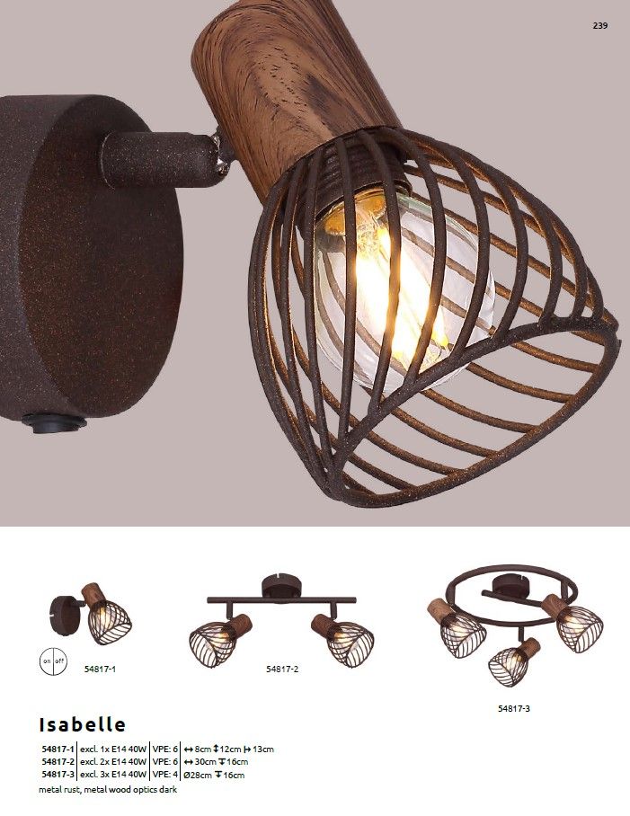 Aplica de perete / tavan cu 2 spoturi design industrial Isabelle ru...