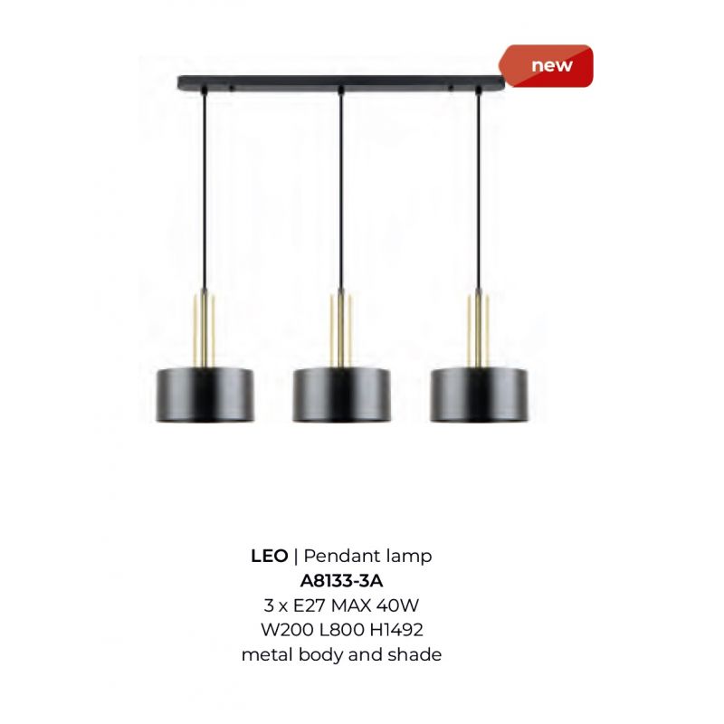 Lustra cu 3 Pendule metalice design minimalist LEO Pendule, Lustre...
