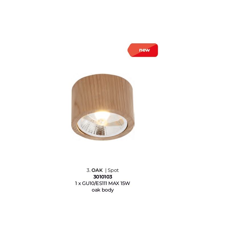 Spot lemn aplicat tavan OAK 12cm Plafoniere cu spoturi, Spoturi apl...