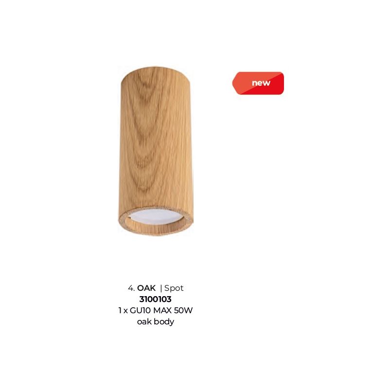 Spot lemn aplicat tavan OAK 6cm Plafoniere cu spoturi, Spoturi apli...