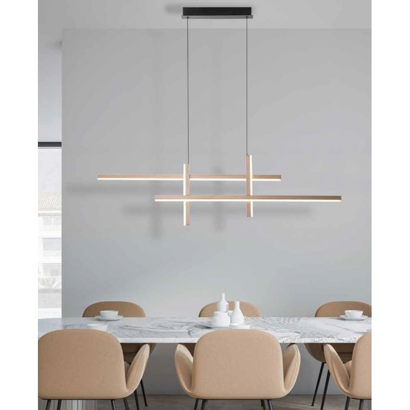 Lustra LED design liniar X-LIne auriu Pendule, Lustre suspendate