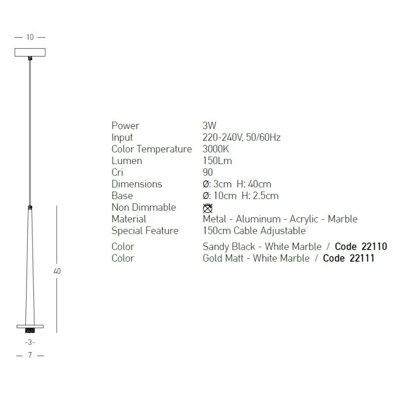 Pendul LED, Lustra suspendata moderna STORM auriu/ marmura alba Pen...
