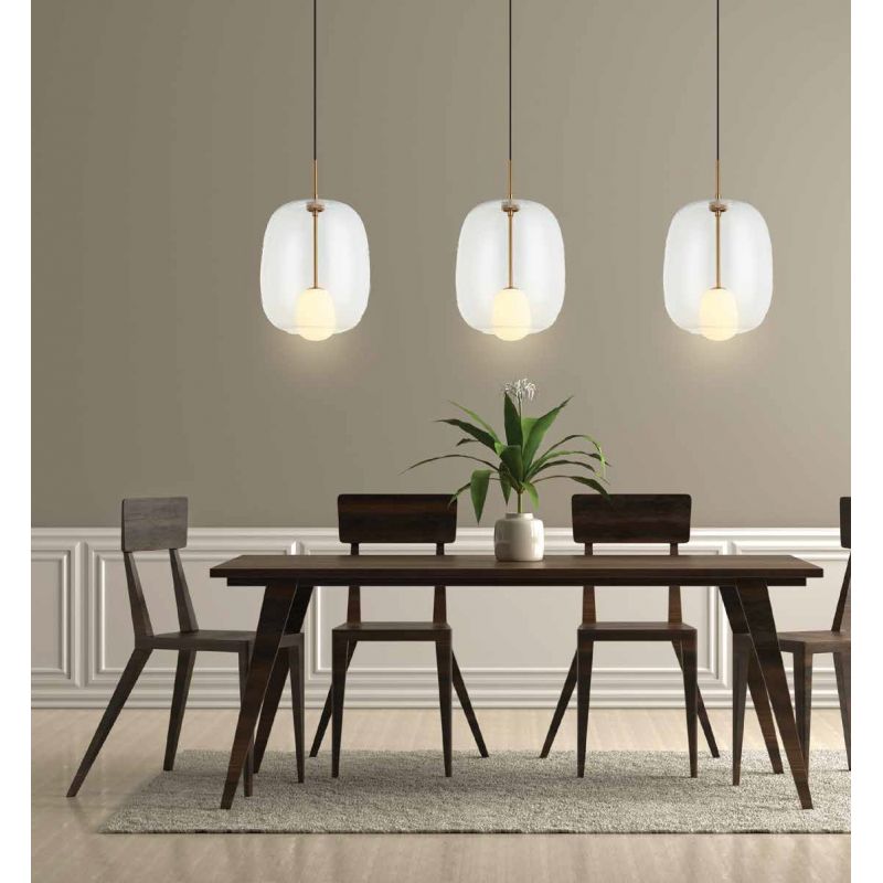 Pendul design modern Finc auriu, transparent Pendule, Lustre suspen...