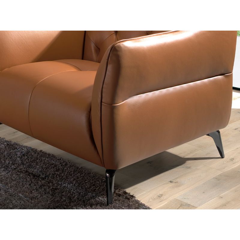 Fotoliu din piele naturala capitonata Cowhide leather brown