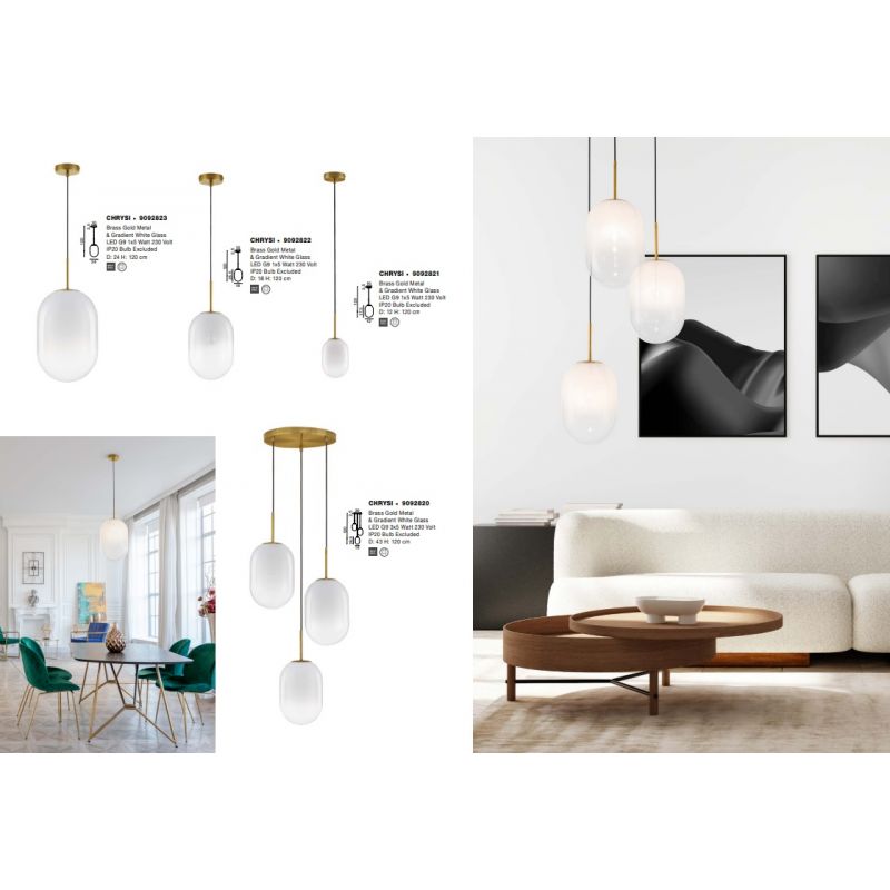 Lustra cu 3 pendule design modern CHRYSI Pendule, Lustre suspendate