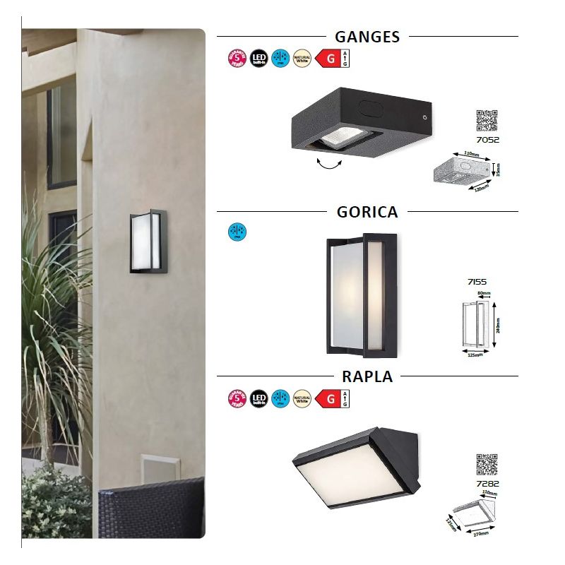 Aplica LED pentru iluminat exterior design modern IP54 Rapla negru ...