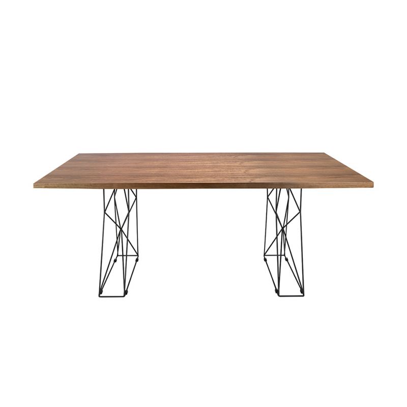 Masa dining design LUX Walnut veneer and black steel 200x95cm