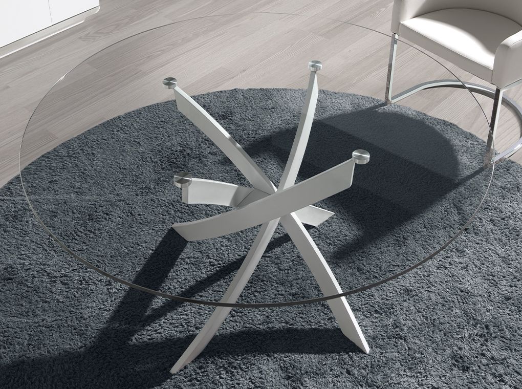 Masa rotunda design modern Veola alb, 120cm