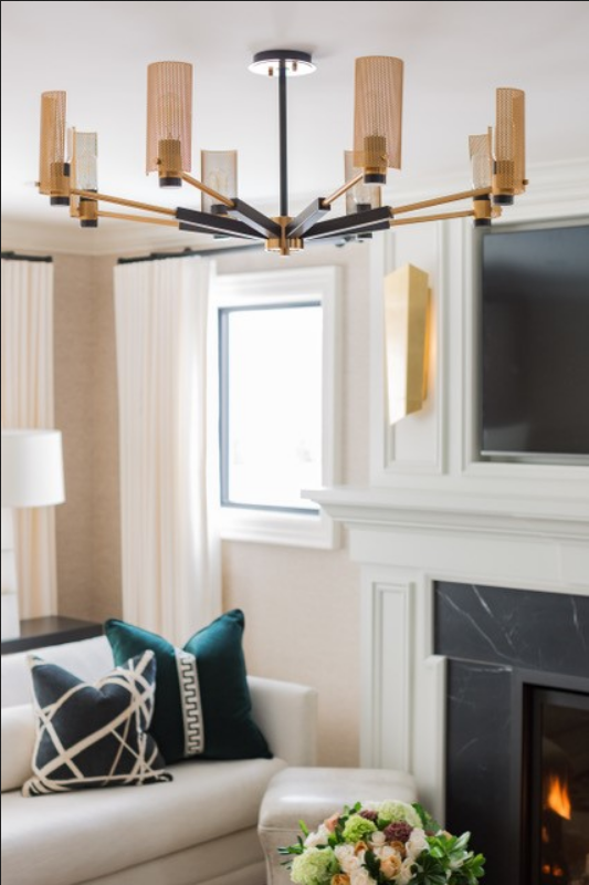 Candelabru design modern PILSEN, negru si nichel satinat, cu 8 surs...