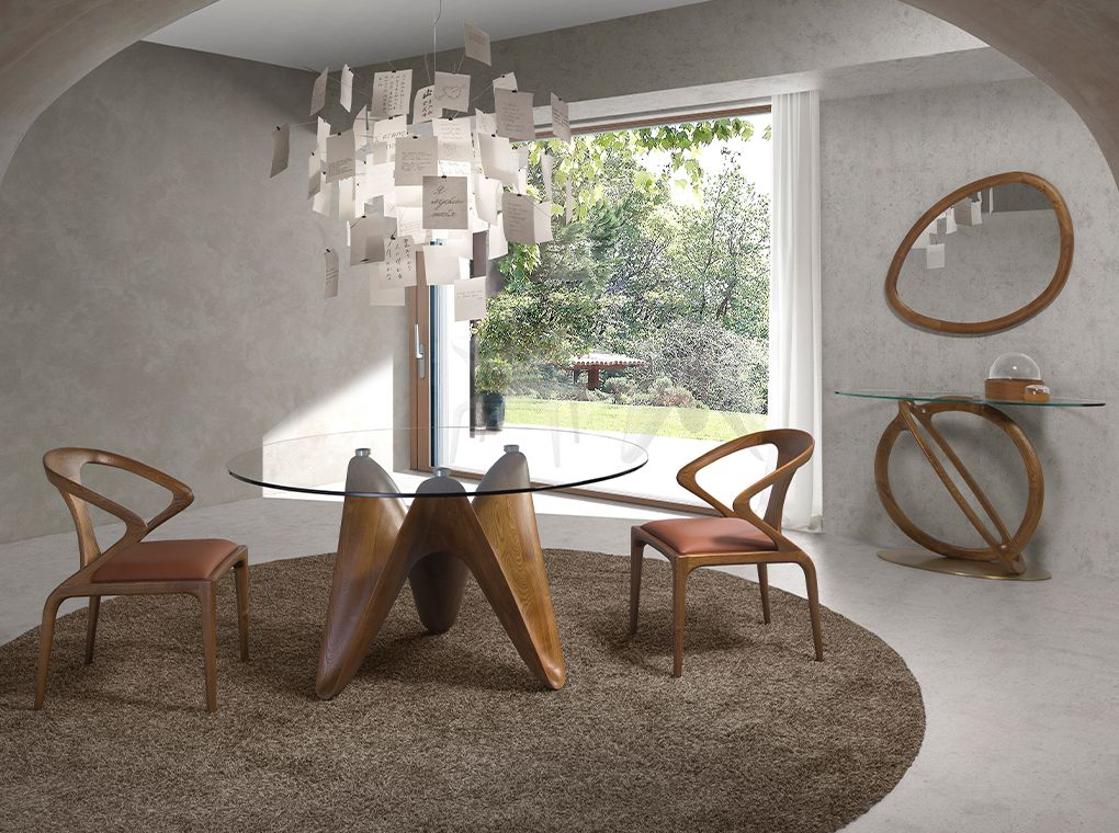Masa dining design modern Walnut Round 150cm