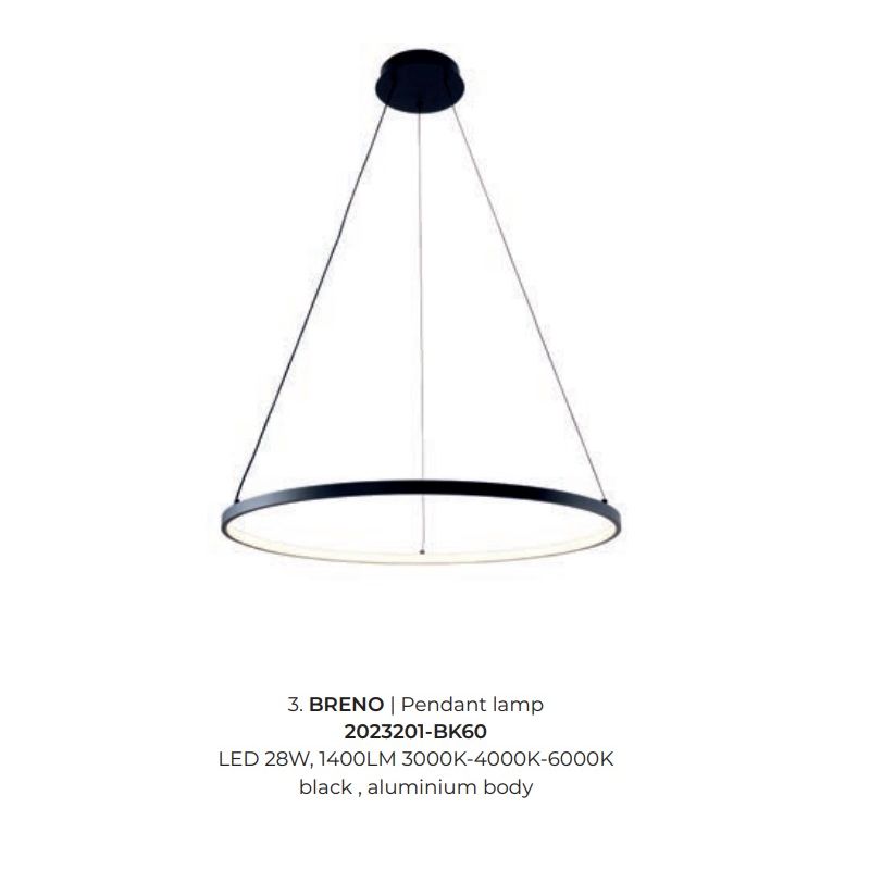 Lustra LED moderna design circular BRENO negru 60cm Candelabre, Lustre