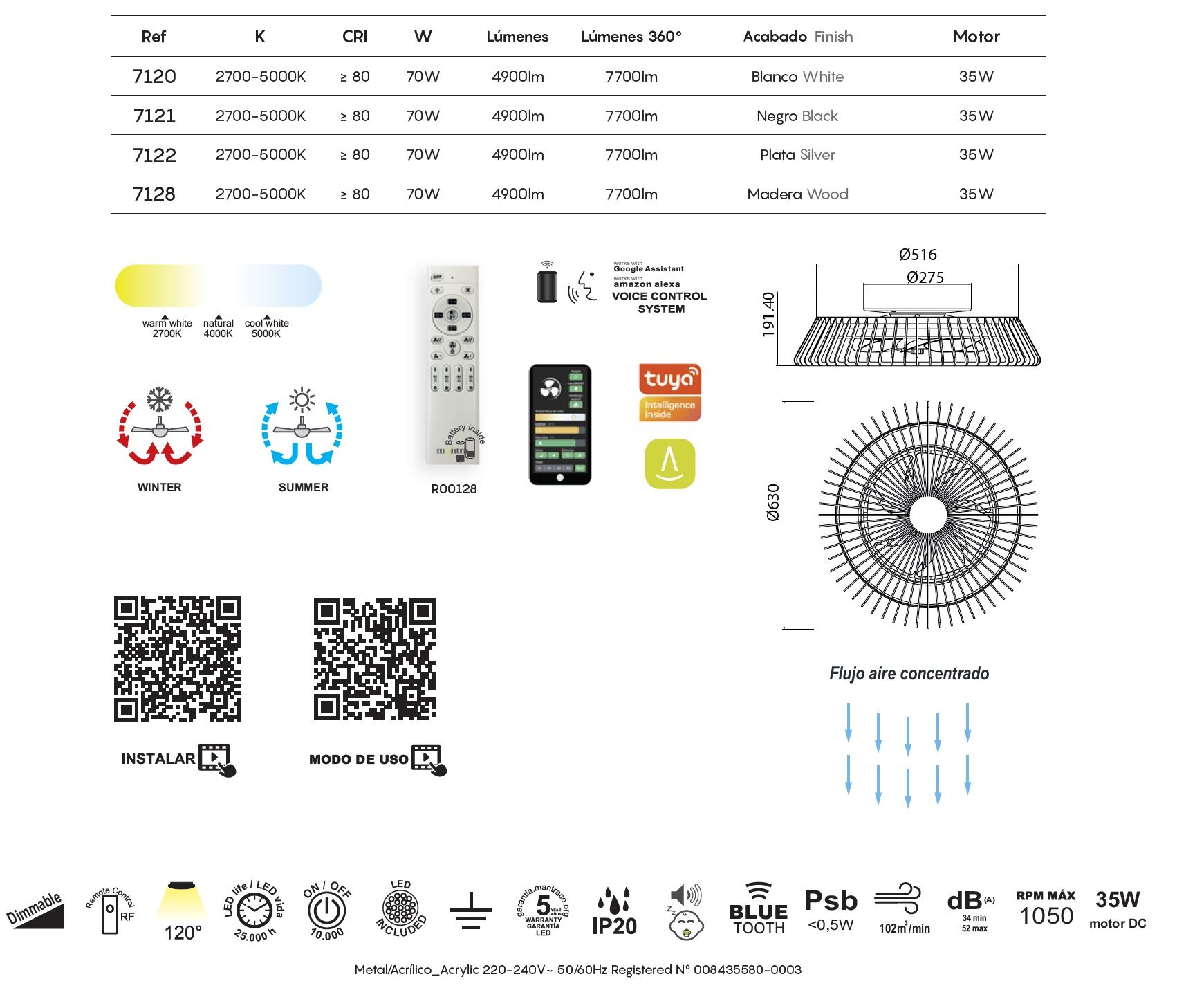 Lustra LED Smart cu Ventilator si telecomanda HIMALAYA lemn Lustre ...