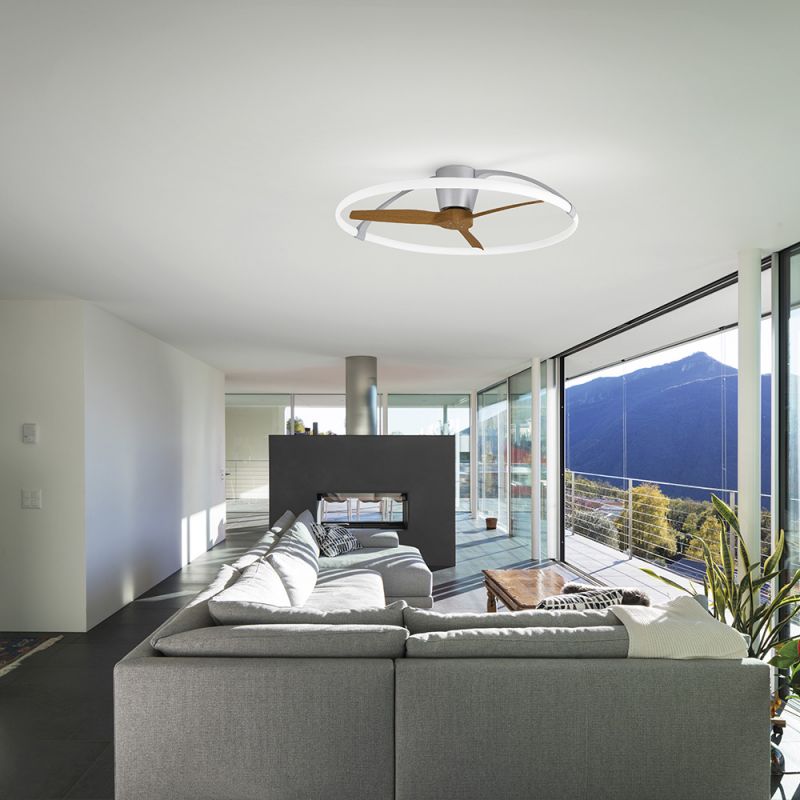 Lustra LED Smart cu Ventilator si telecomanda NEPAL nuc/argintiu Lu...