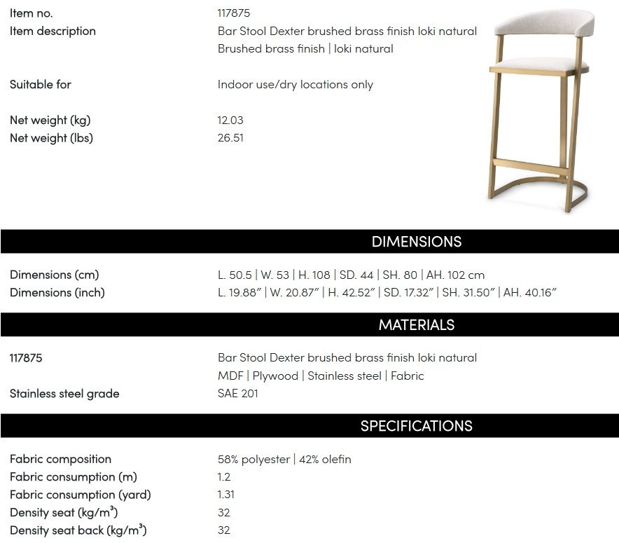 Scaun design LUX Bar Stool Dexter
