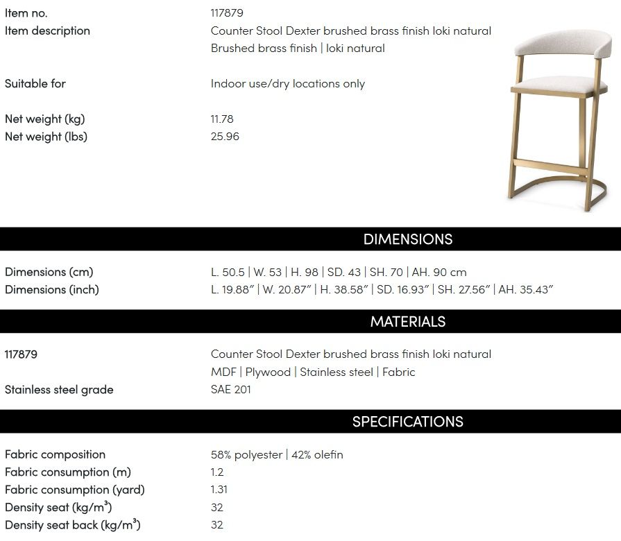 Scaun design LUX Counter Stool Dexter