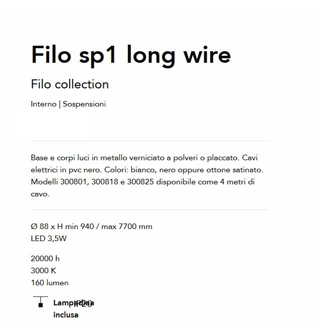 Pendul LED stil minimalist Filo sp1 long wire alama