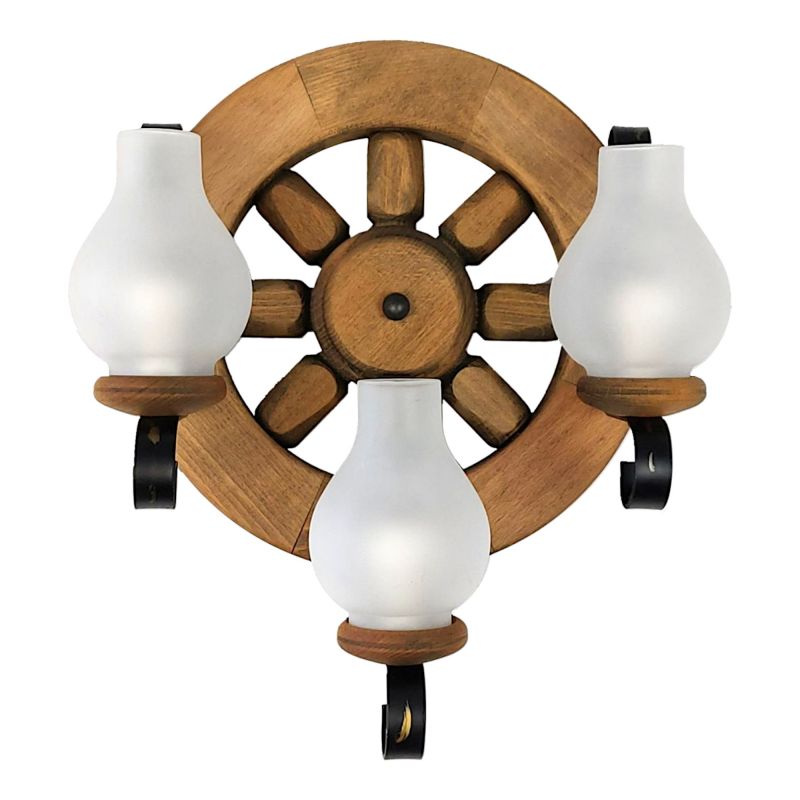 Aplica de perete rustica fabricata manual din lemn Roata