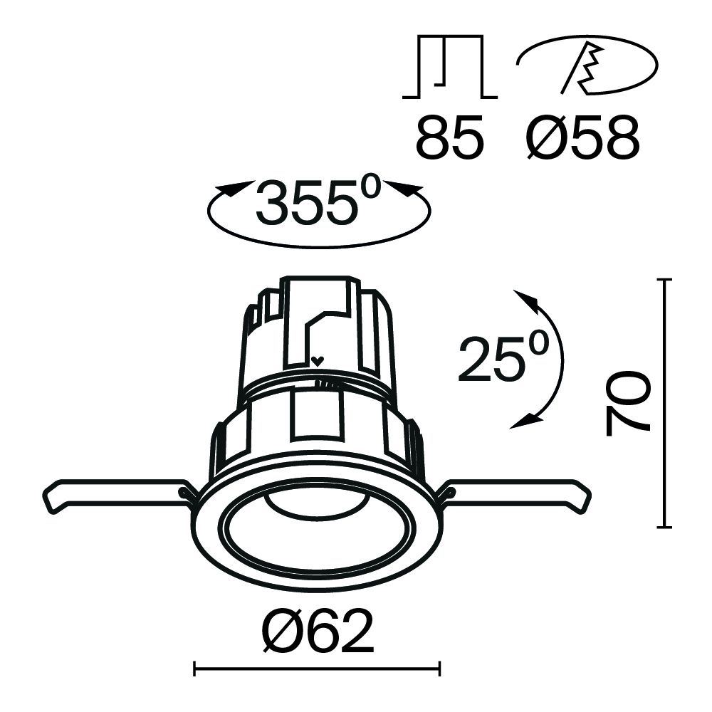 Spot LED incastrabil design tehnic Wise alb