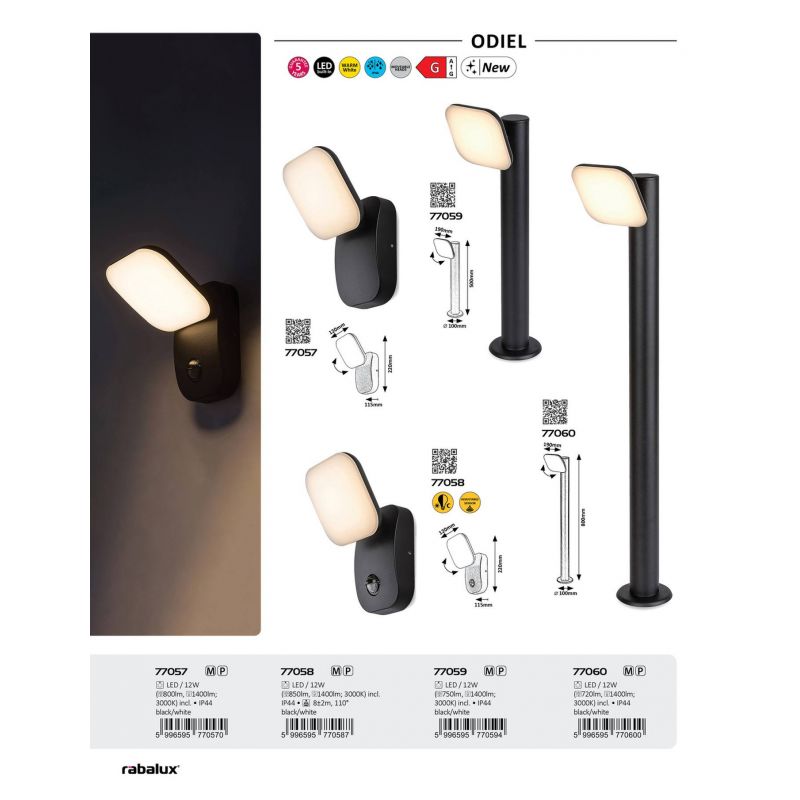 Stalp de exterior, terasa sau gradina, IP44 LED Odiel H-80cm Stalpi