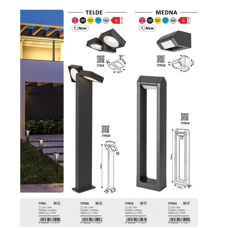 Stalp de exterior, terasa sau gradina IP54 LED Telde H-75cm Stalpi