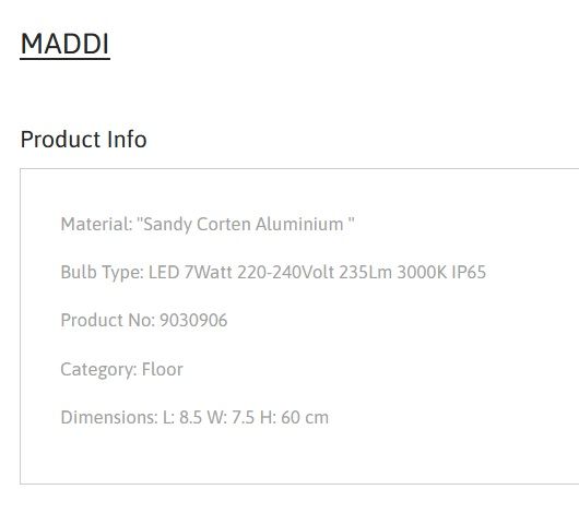 Stalp de exterior pentru terasa sau gradina, MADDI H-60cm Stalpi