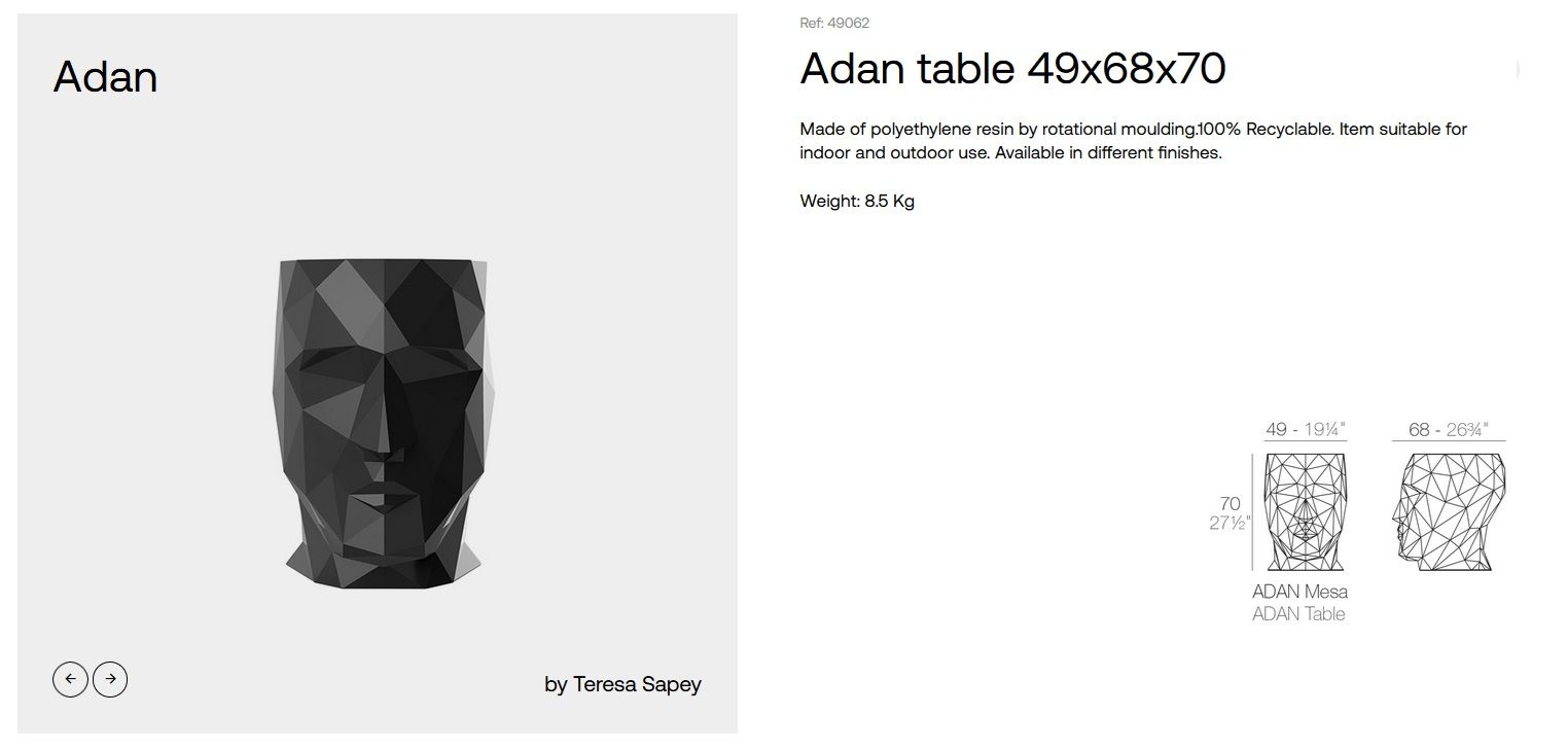 Masa exterior/interior design decorativ ADAN STOOL, mat