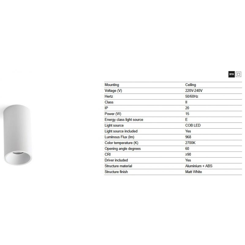 Spot LED aplicat tavan ROL 15W alb